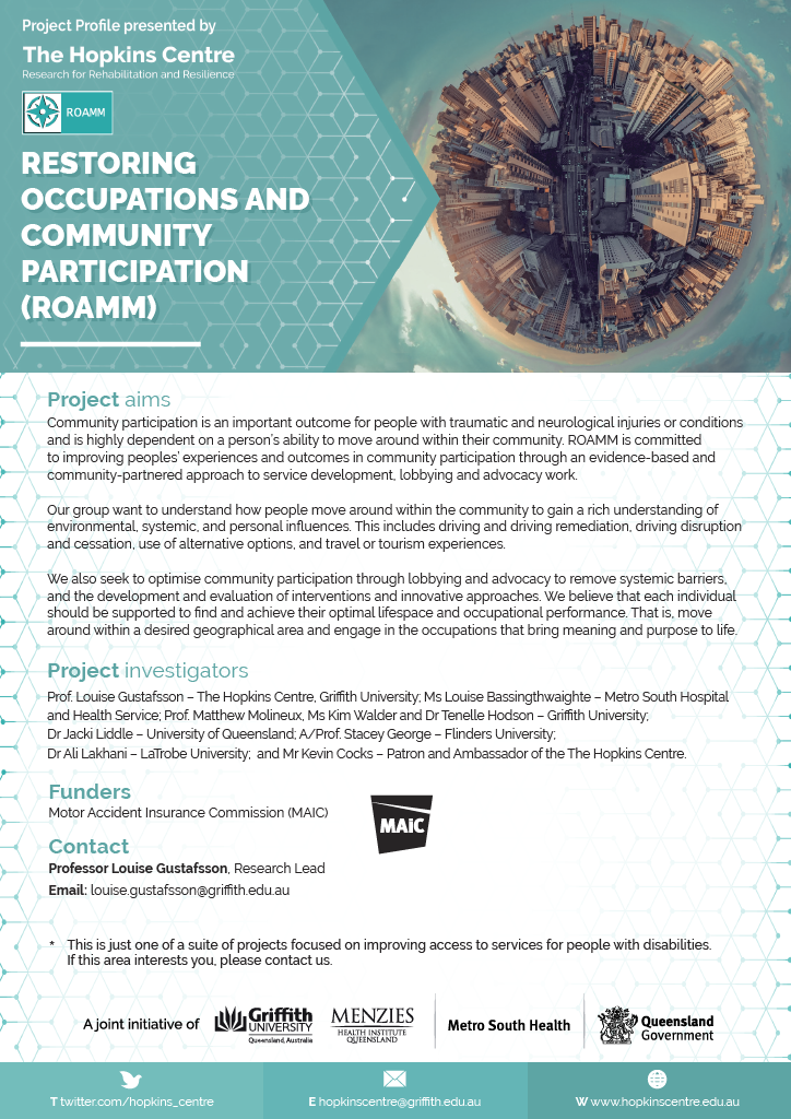 ROAMM: Restoring Occupations And coMMunity participation - Hopkins Centre
