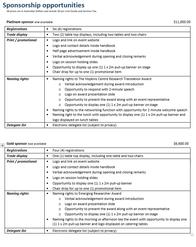 Sponsorship - Hopkins Centre